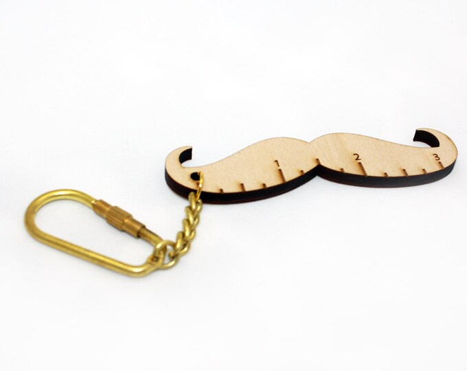 Mustache Ruler Keychain Laser Cut Wood Keychain - Etsy