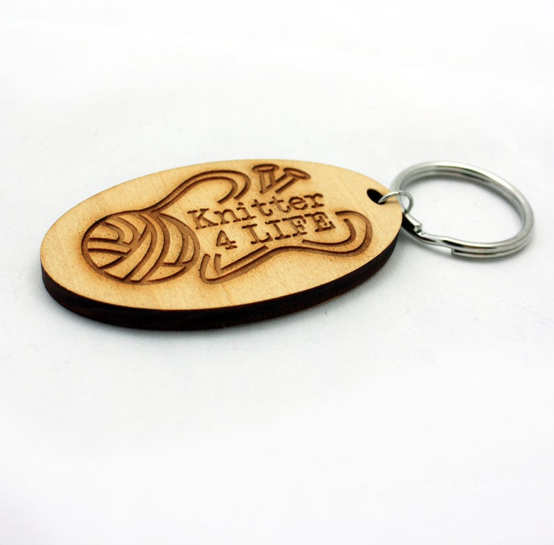 Knitter 4 Life Keychain Laser Cut Wood Keychain | Etsy