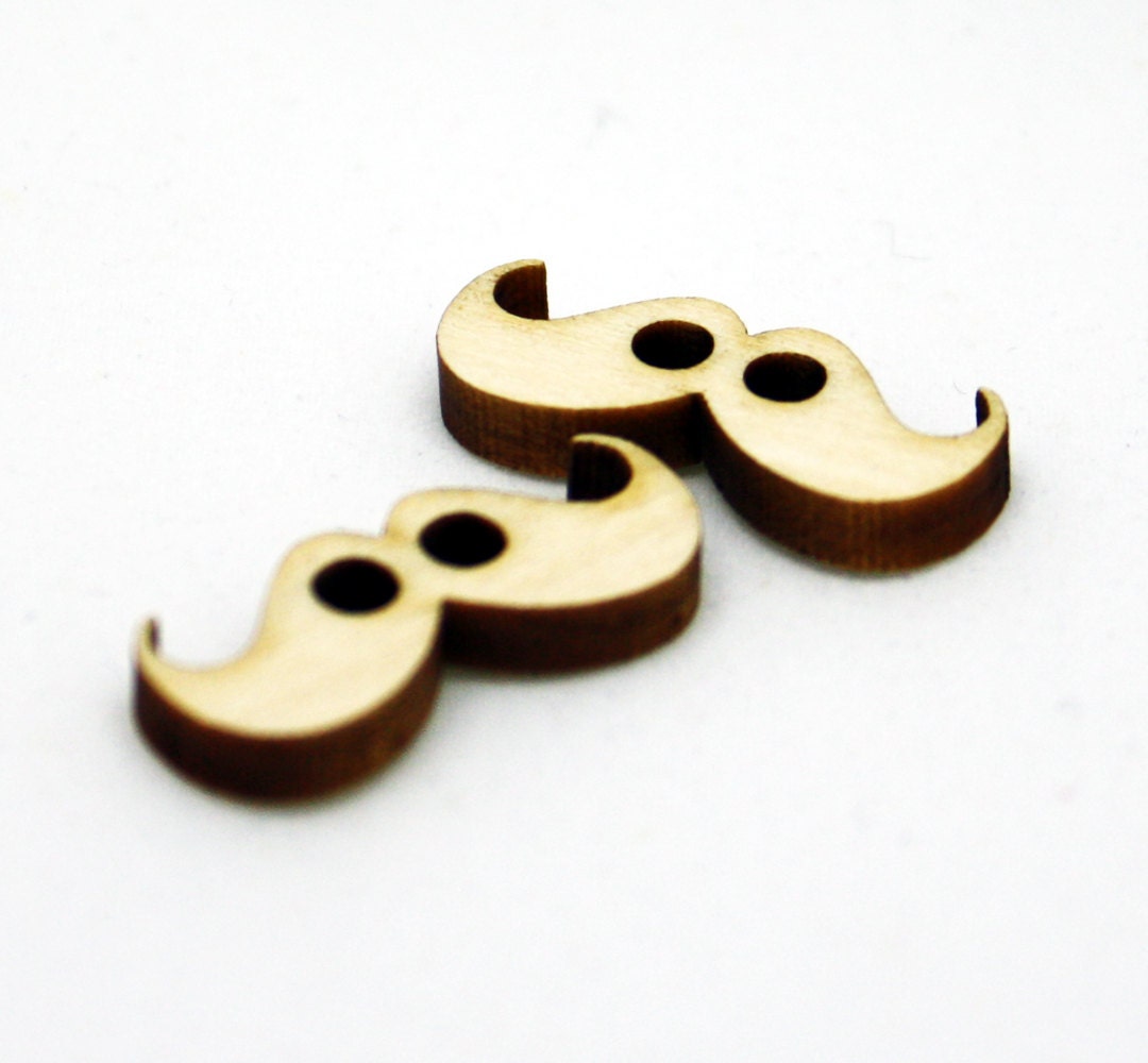 Mini Mustache Buttons Set of 2 Laser Cut Wood Button for | Etsy