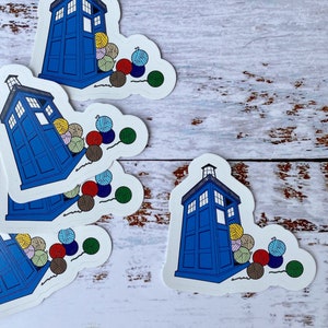 Knitting Blue Box Matte Vinyl Sticker, Yarn Stash, Bigger on the Inside ...