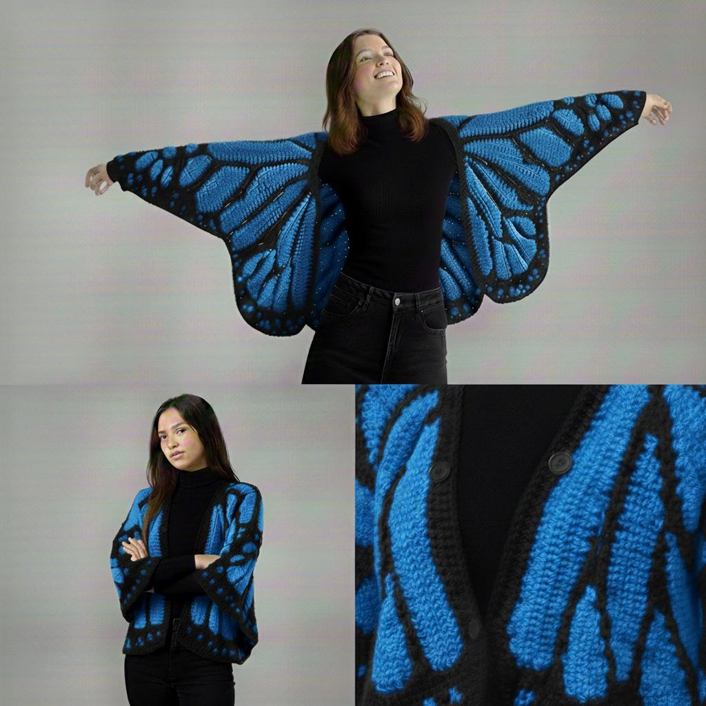 Monarch Butterfly Cardigan Crochet Pattern PDF | Butterfly Wing Sweater ...