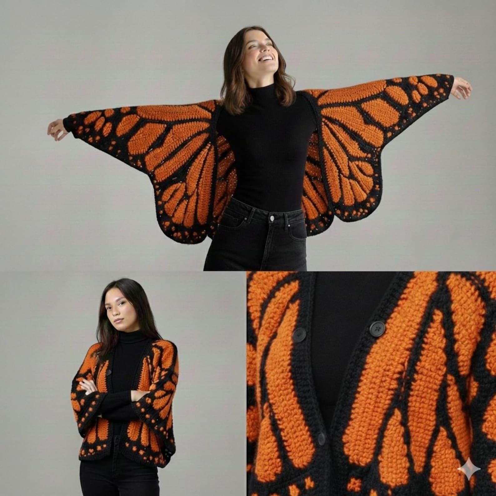 Monarch Butterfly Cardigan Crochet Pattern PDF | Butterfly Wing Sweater ...