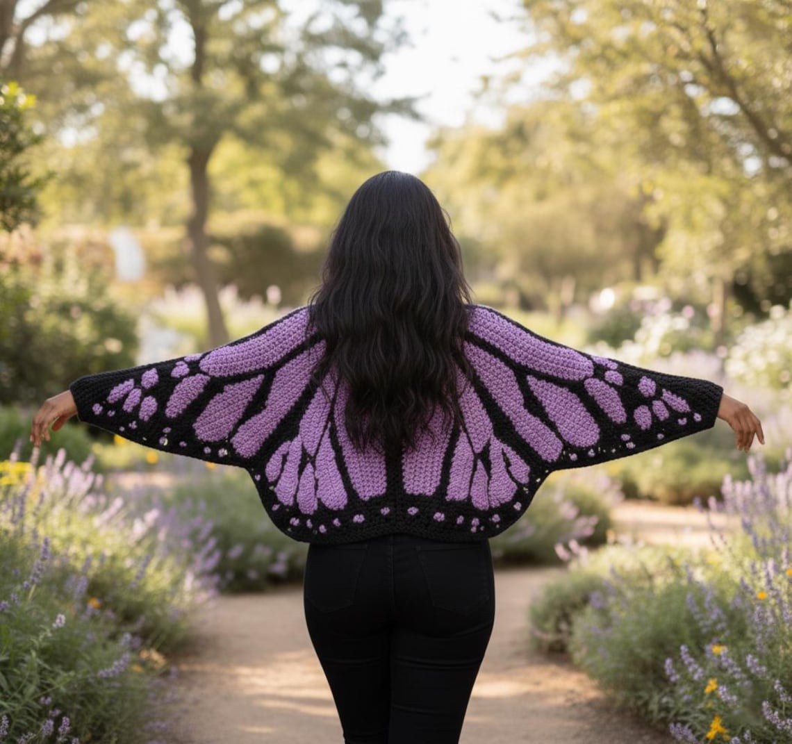 Monarch Butterfly Cardigan Crochet Pattern PDF | Butterfly Wing Sweater ...