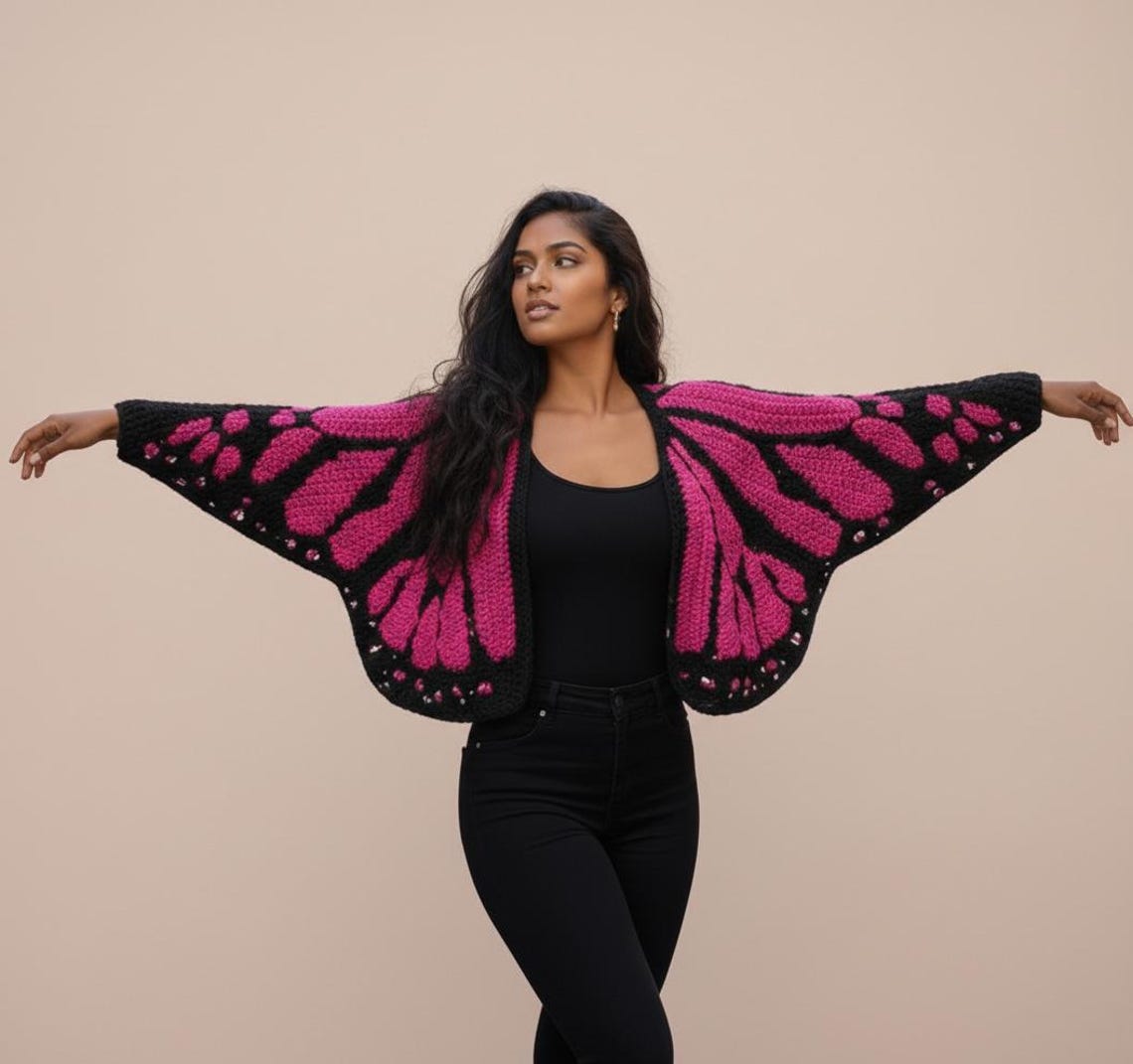 Monarch Butterfly Cardigan Crochet Pattern PDF | Butterfly Wing Sweater ...