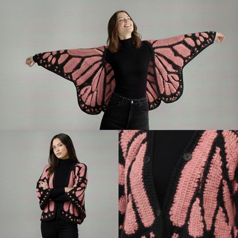 Monarch Butterfly Cardigan Crochet Pattern PDF | Butterfly Wing Sweater ...