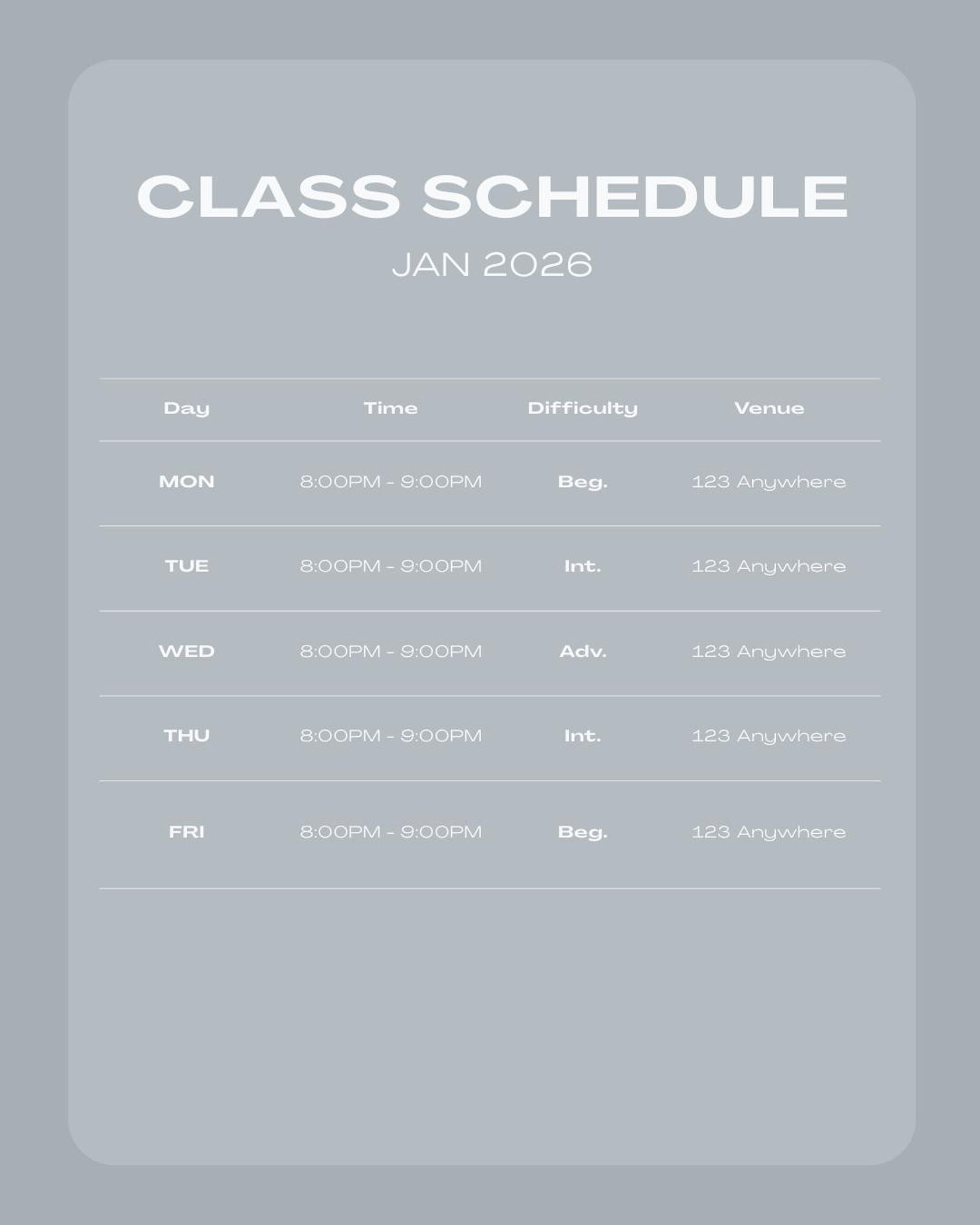 Minimalist Class Schedule Template - Etsy