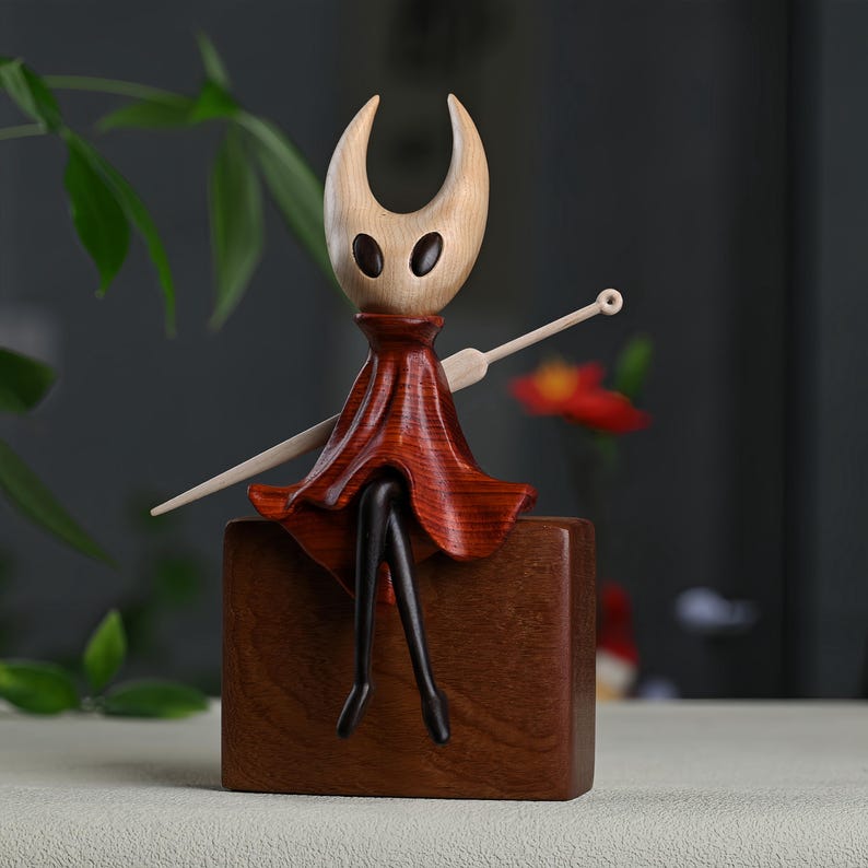 Handmade Hollow Knight Inspired Wooden Figurine – Handcrafted Character ...