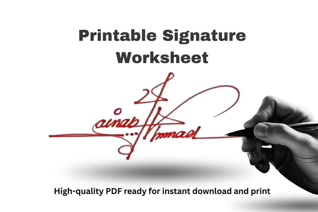 Printable Signature Worksheet | Learn & Improve Your Signature With ...