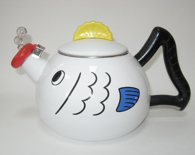 Kamenstein Fish Bubble Enamel Teakettle / Whistling Tea Kettle - Etsy