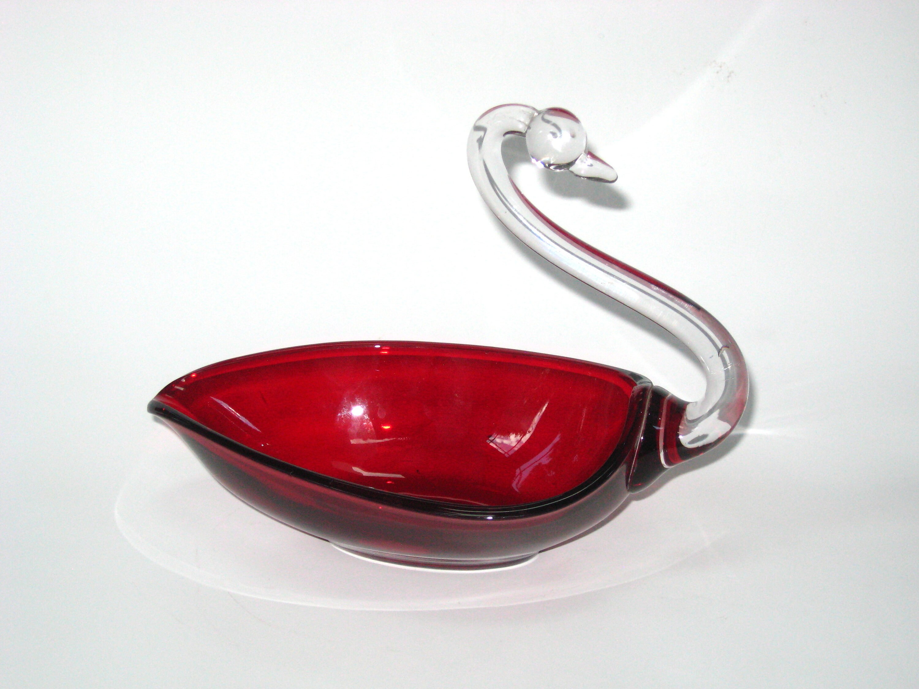 Duncan & Miller Ruby Red 8" PALL MALL Swan Bowl; Vintage Mid Century ...