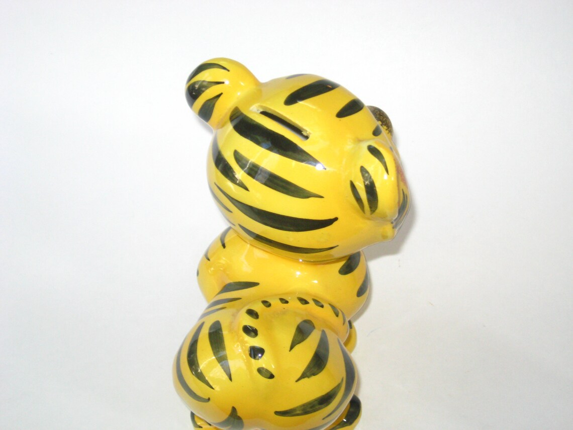MCM Quadrifoglio Handpainted Italian Pottery Tiger Cub Coin Bank ...