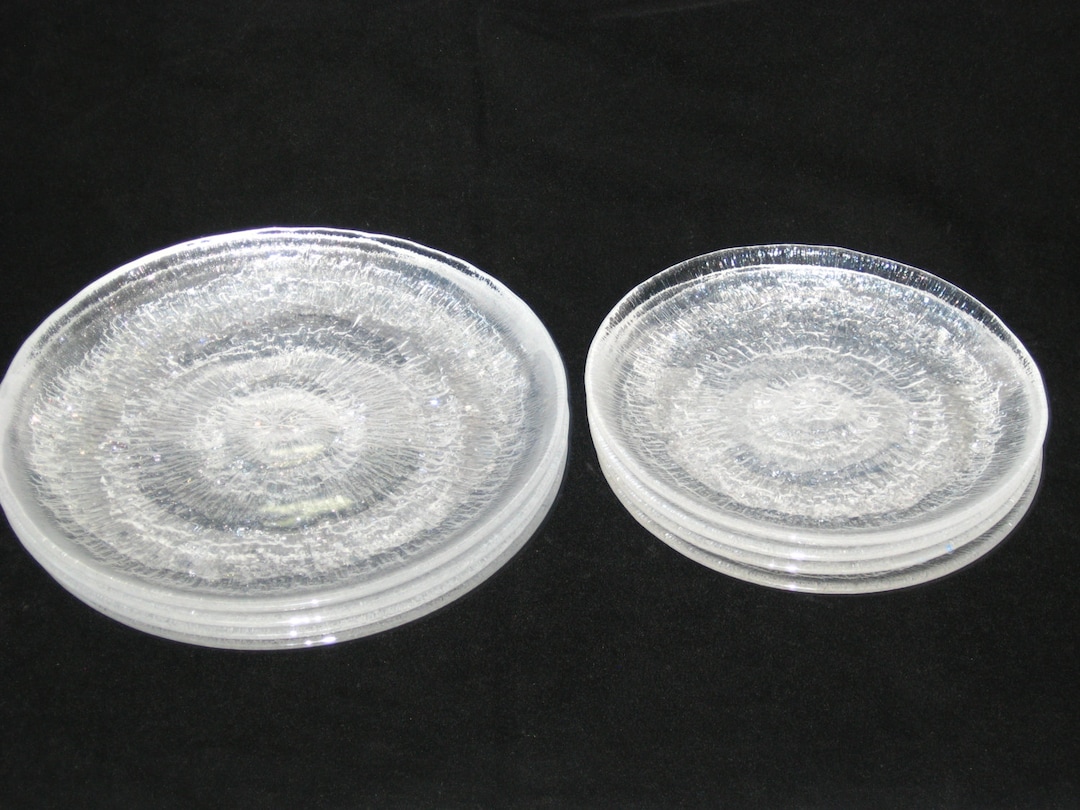 Iittala Finland SOLARIS Glass Salad & Bread Plate Lot of 8 by Tapio ...