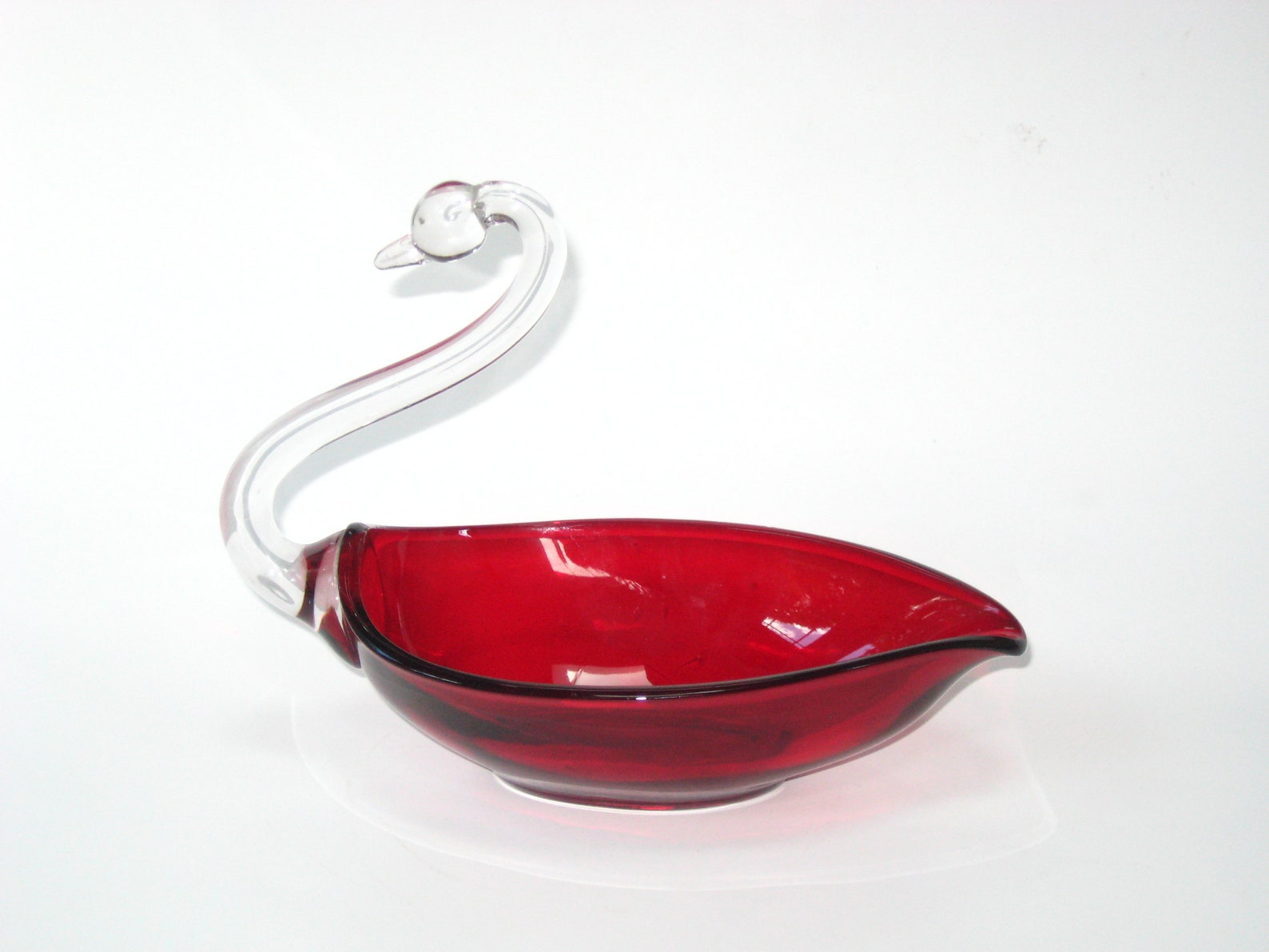 Duncan & Miller Ruby Red 8" PALL MALL Swan Bowl; Vintage Mid Century ...