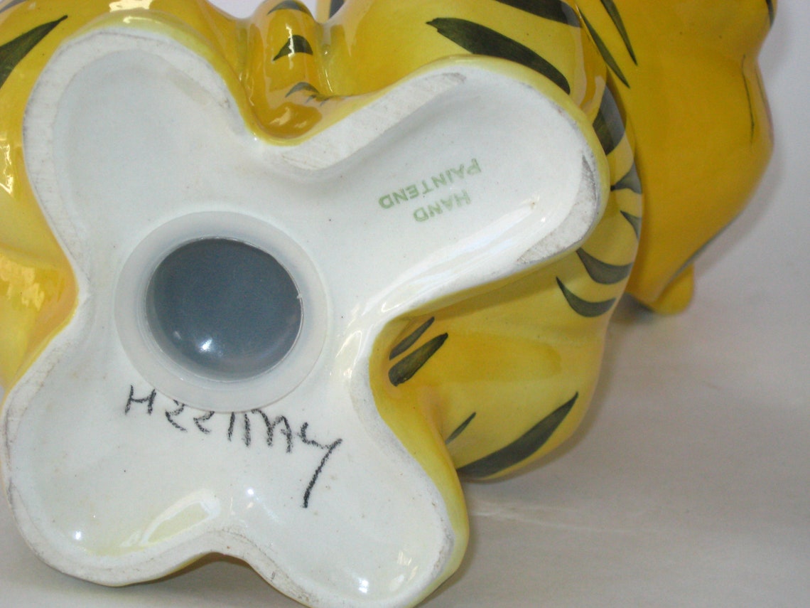 MCM Quadrifoglio Handpainted Italian Pottery Tiger Cub Coin Bank ...