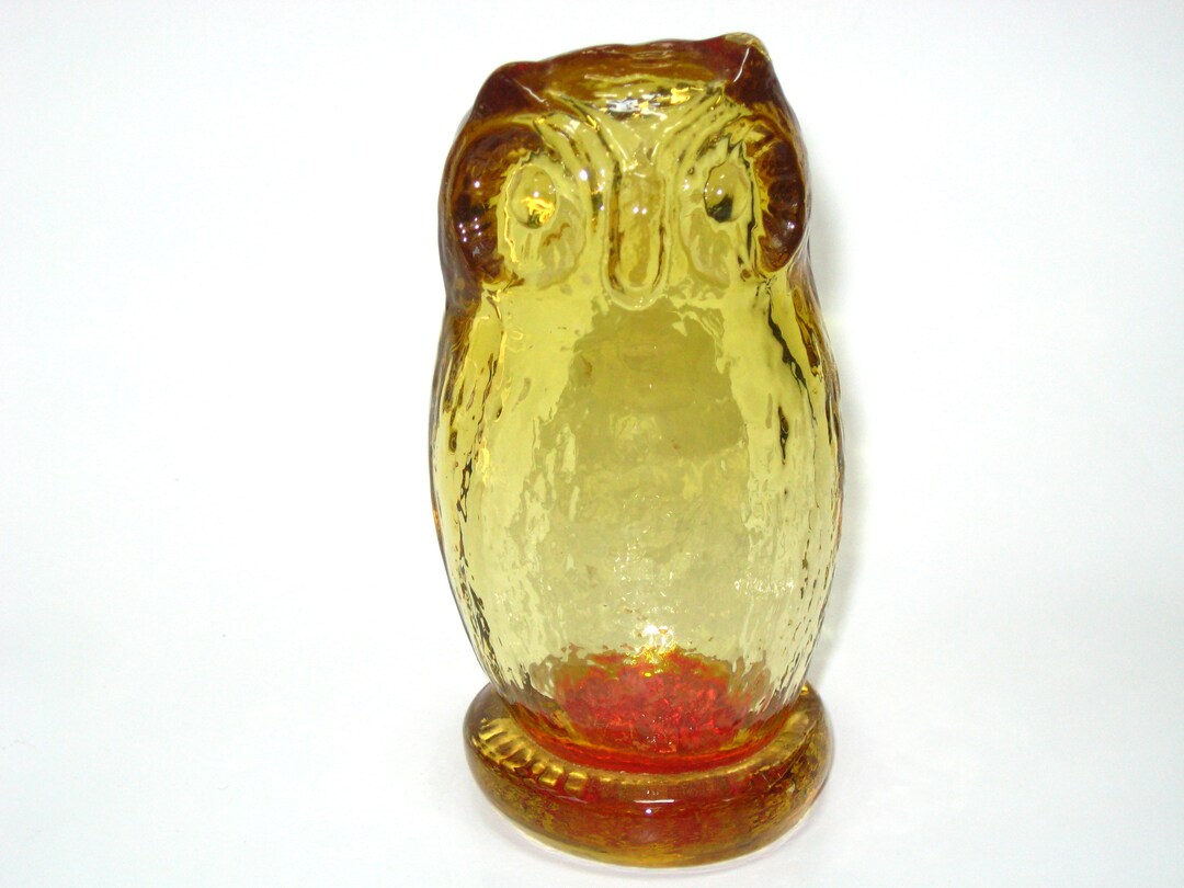Pilgrim Glass Amberina OWL Figurine #917 W/ Label; Vintage 1970s Mid ...