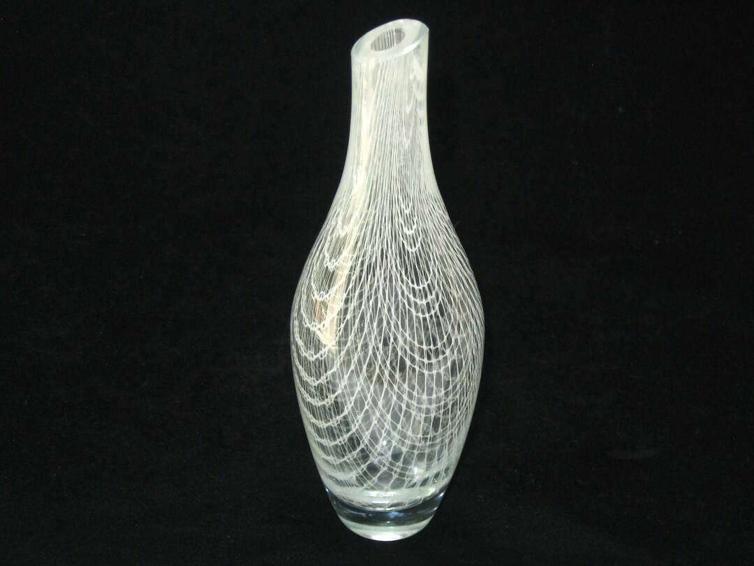 Harrachov Harrach ‘harrtil’ Merletto Netting Glass Bud Vase; Vintage ...