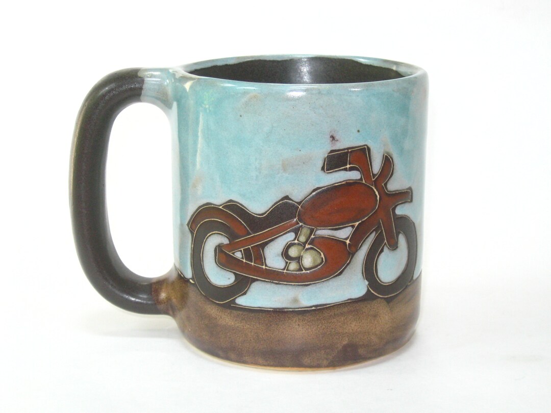 Mara Mexico Signed Stoneware Jumbo Motorcycle Mug Vintage Mexican Art ...
