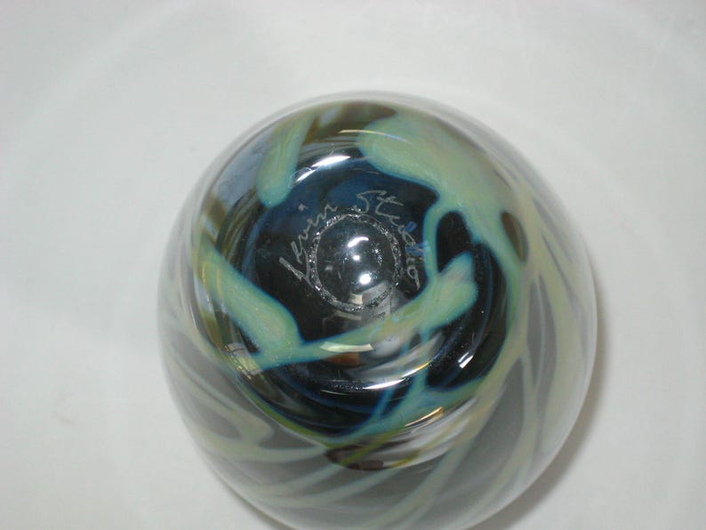 Robert Levin Blue Swirl Studio Art Glass Baluster Vase Signed & Dated ...