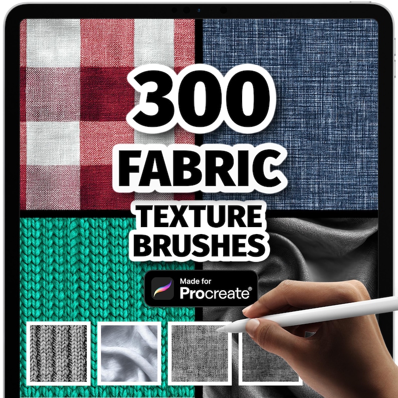 300 Fabric Texture Brushes for Procreate – Realistic Textile, Denim and ...