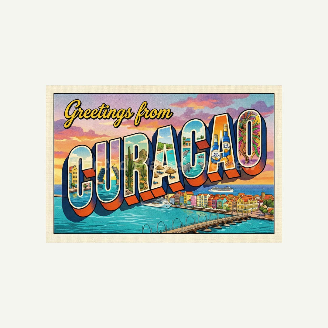 Curacao Postcard, Retro Greetings From Wall Art Print, Vintage ...