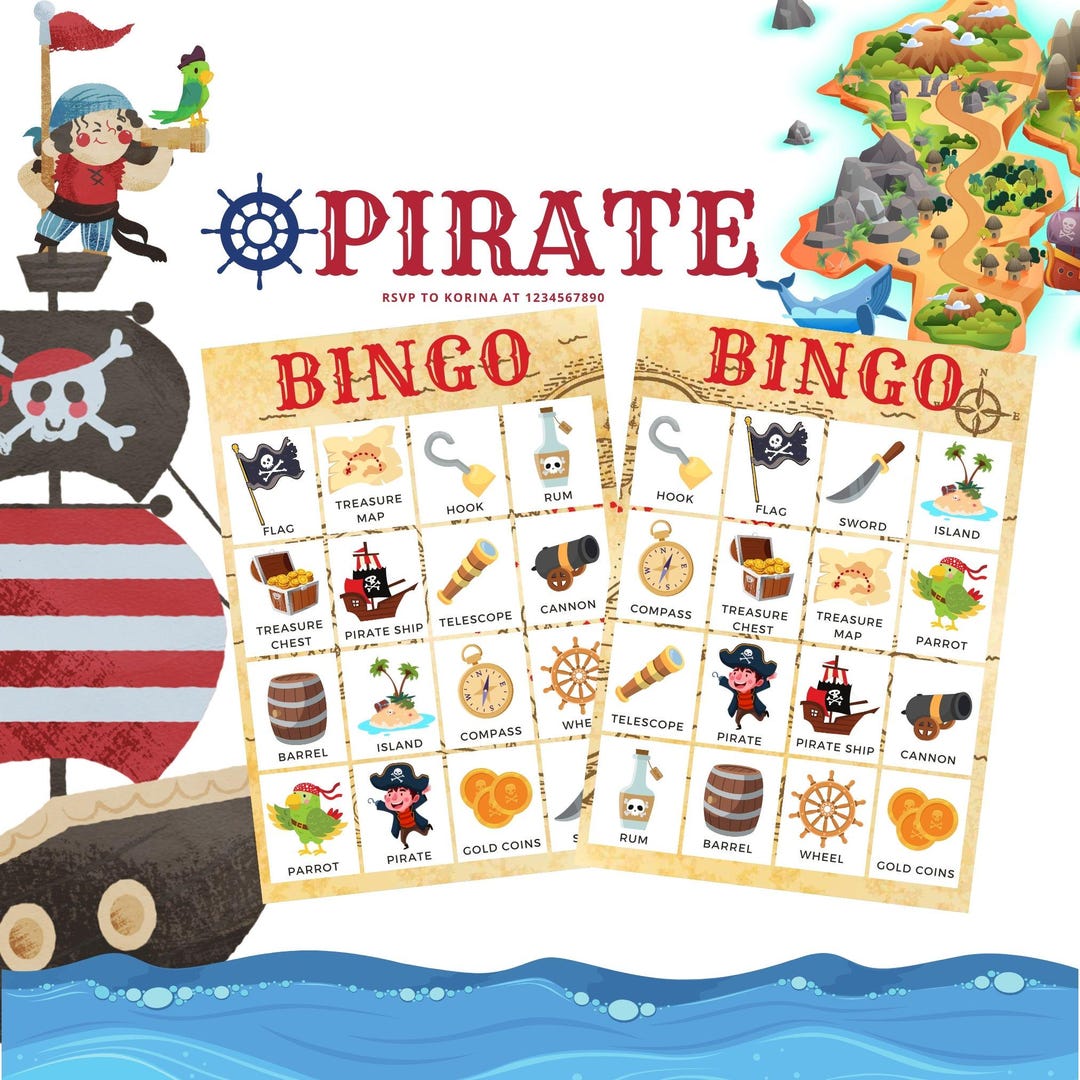 Pirates Bingo Card - Etsy