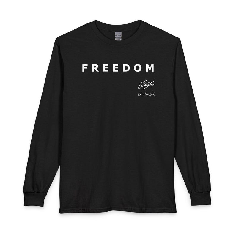 Freedom Justice for Charlie Kirk Long Sleeve T-shit | Patriot, Portrait ...