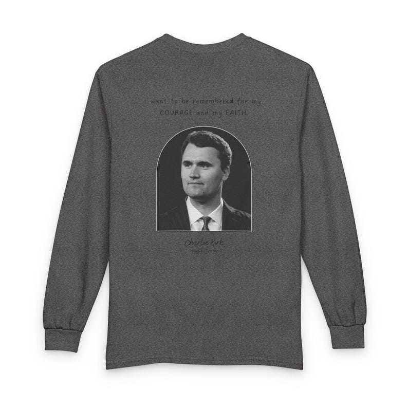 Freedom Justice for Charlie Kirk Long Sleeve T-shit | Patriot, Portrait ...