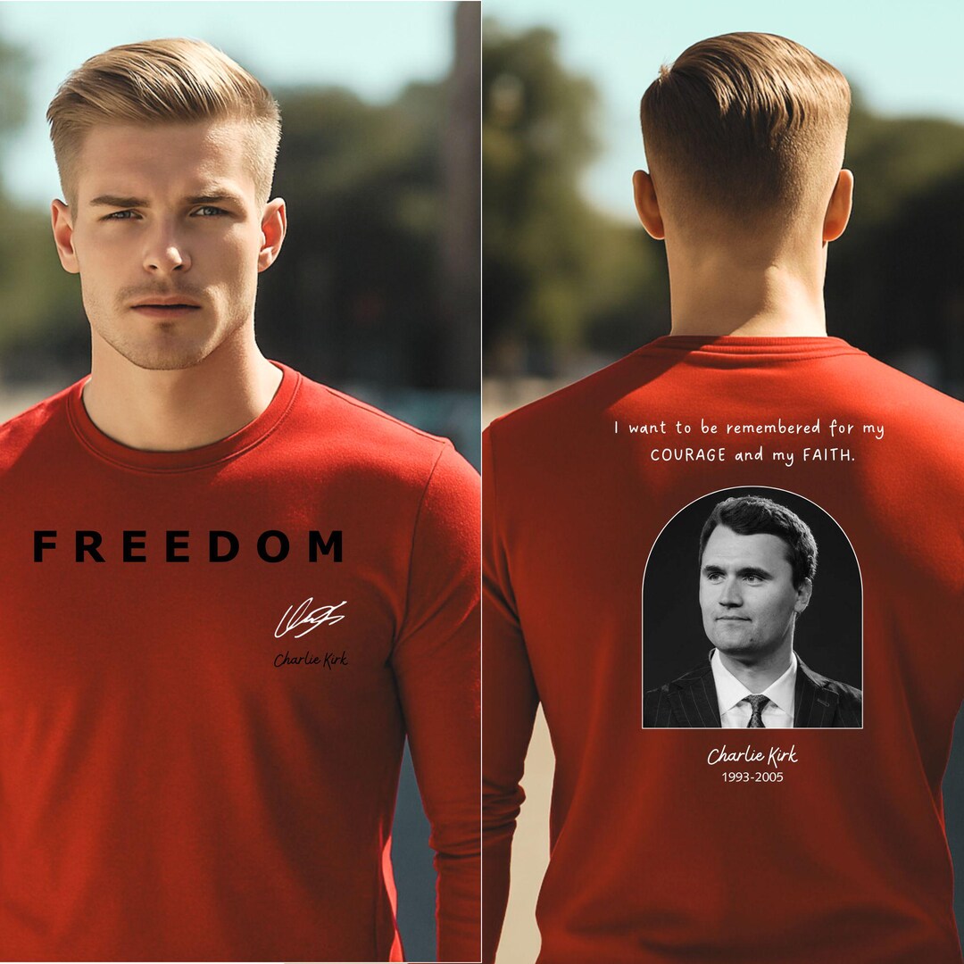 Freedom Justice for Charlie Kirk Long Sleeve T-shit | Patriot, Portrait ...