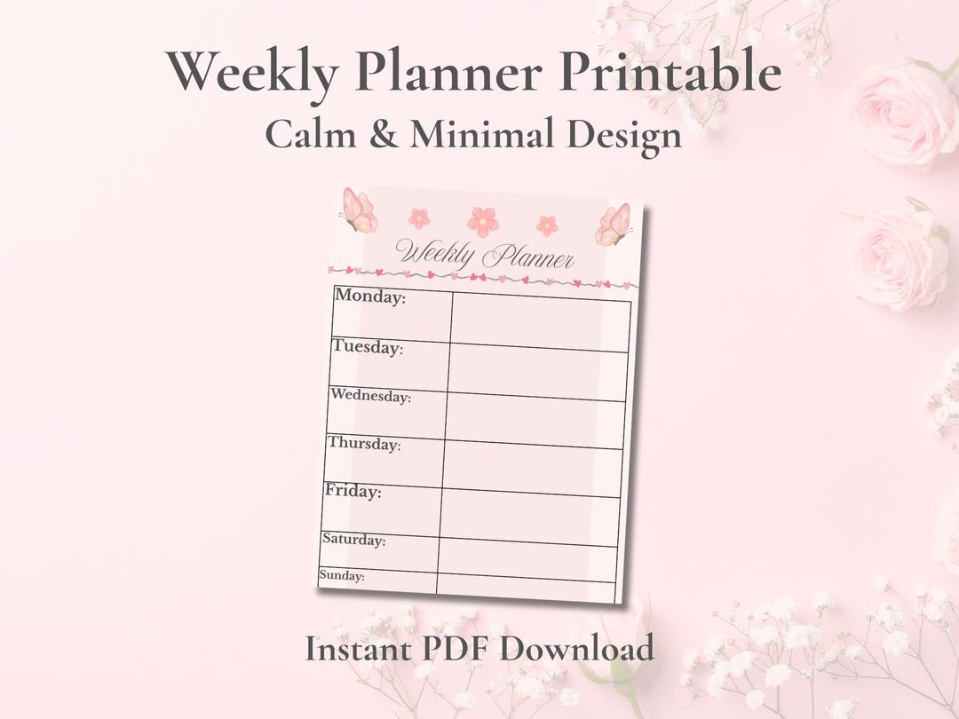 Calm & Minimal Planner Printable | Weekly Planning Pages PDF | Instant ...