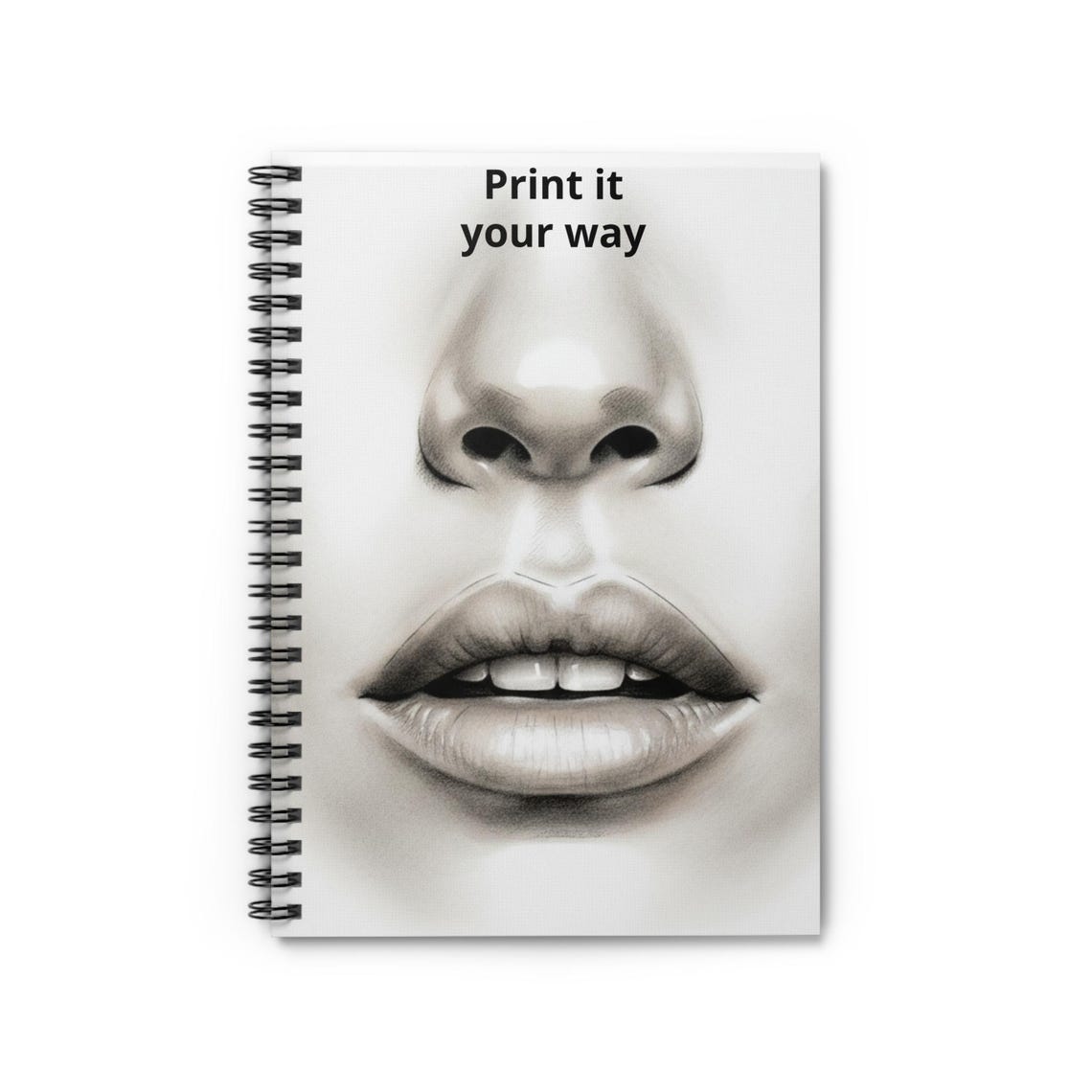 Realistic Lips and Nose Illustration Spiral Notebook | Ruled Journal - Etsy