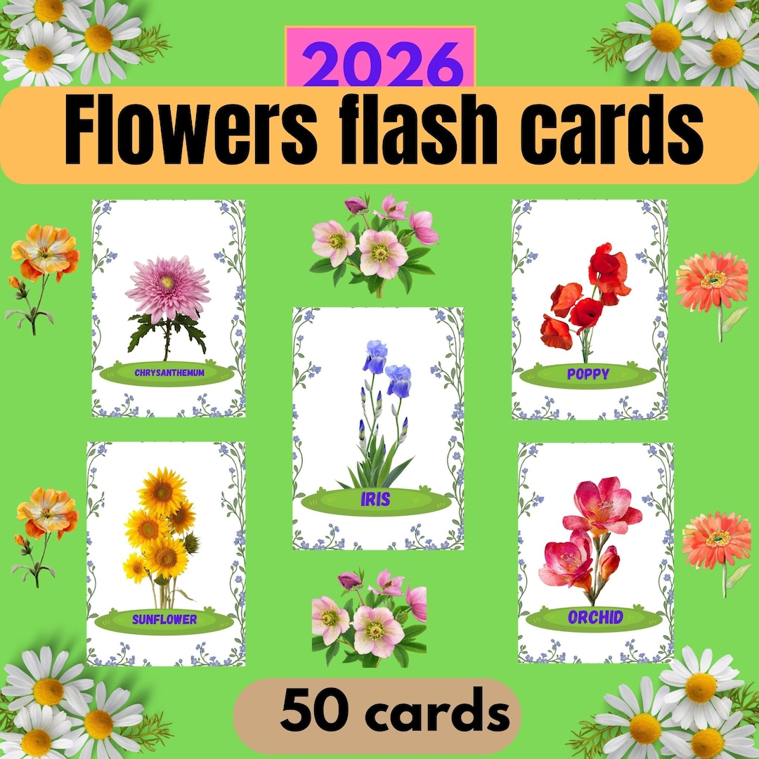 Botanical Flashcards – 50 Flower Study Cards (digital PDF File) - Etsy