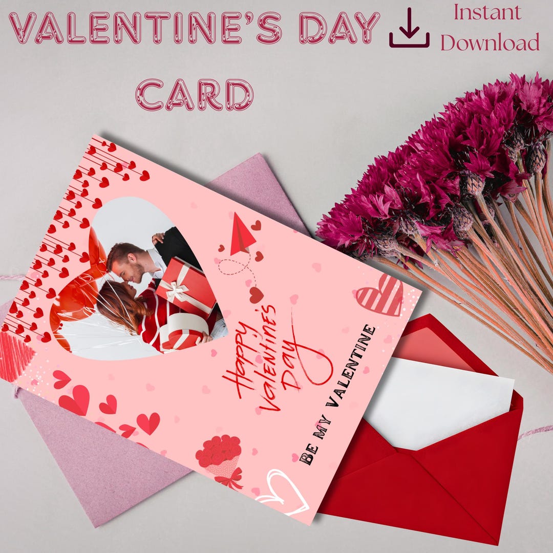 Editable Valentine Photo Card Template (digital Download, Canva Edit ...