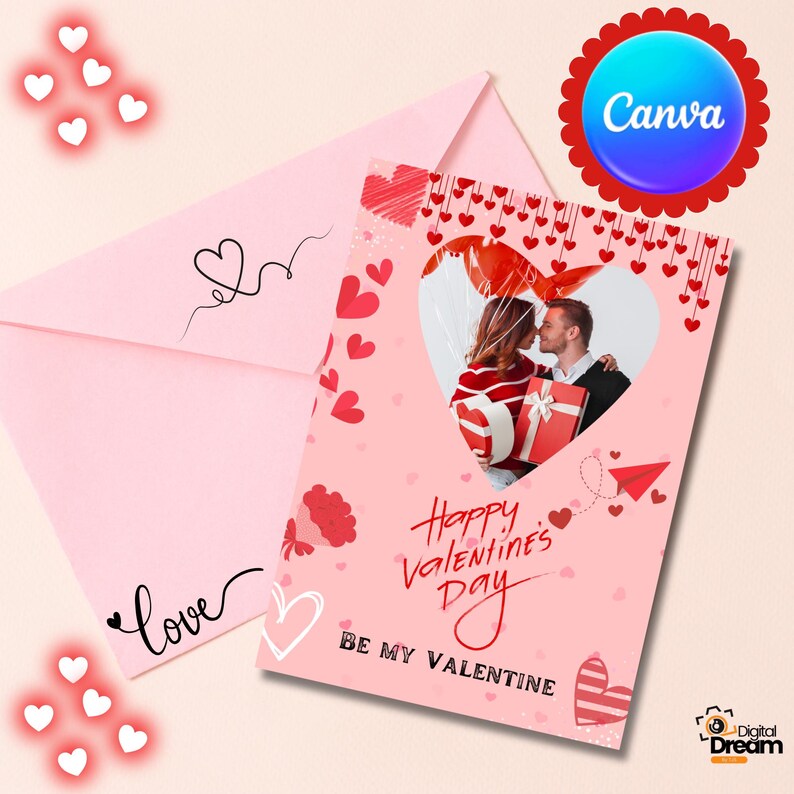 Editable Valentine Photo Card Template (digital Download, Canva Edit ...