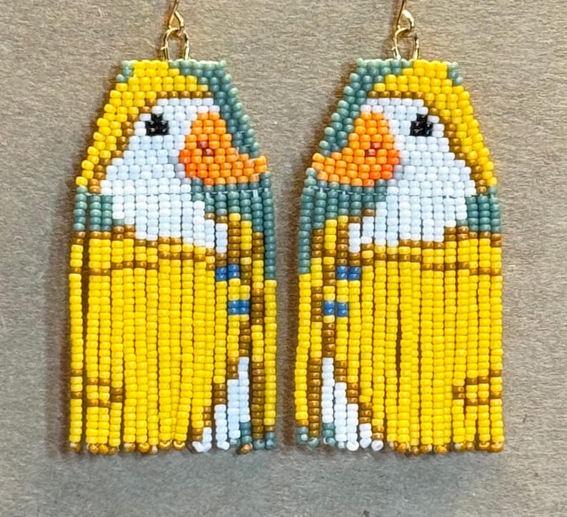 Porch Goose in Raincoat and Hat Earring Pattern - Brick Stitch With ...