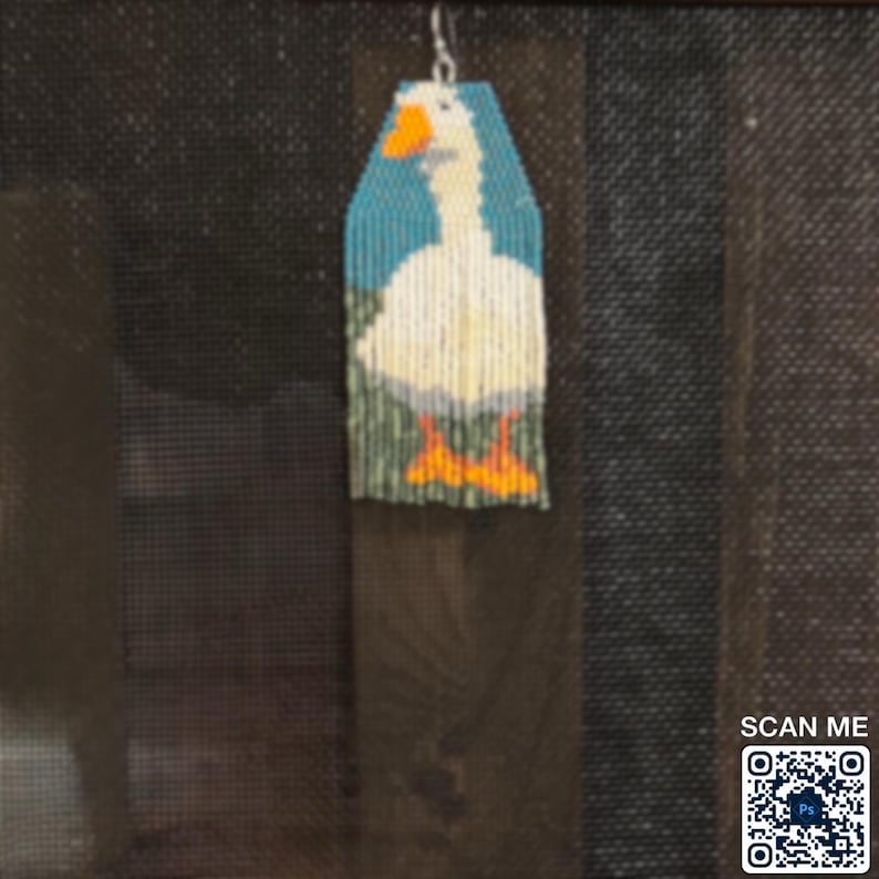 Goose Earring Pattern for Brick Stitch With Fringe Seed Beads, Porch ...