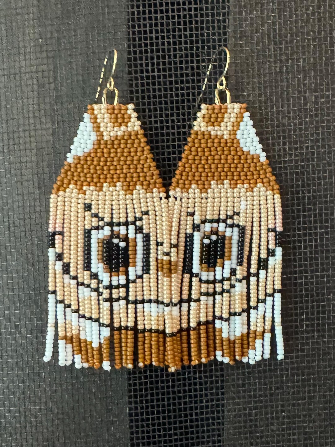 Labubu Zimomo Earring Pattern for Brick Stitch With Fringe Seed Beads ...