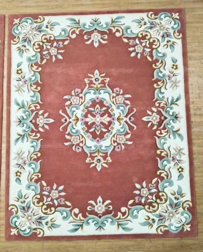Hand Tufted Abushan Wool Rug, Floral Oriental Area Rug, Traditional ...