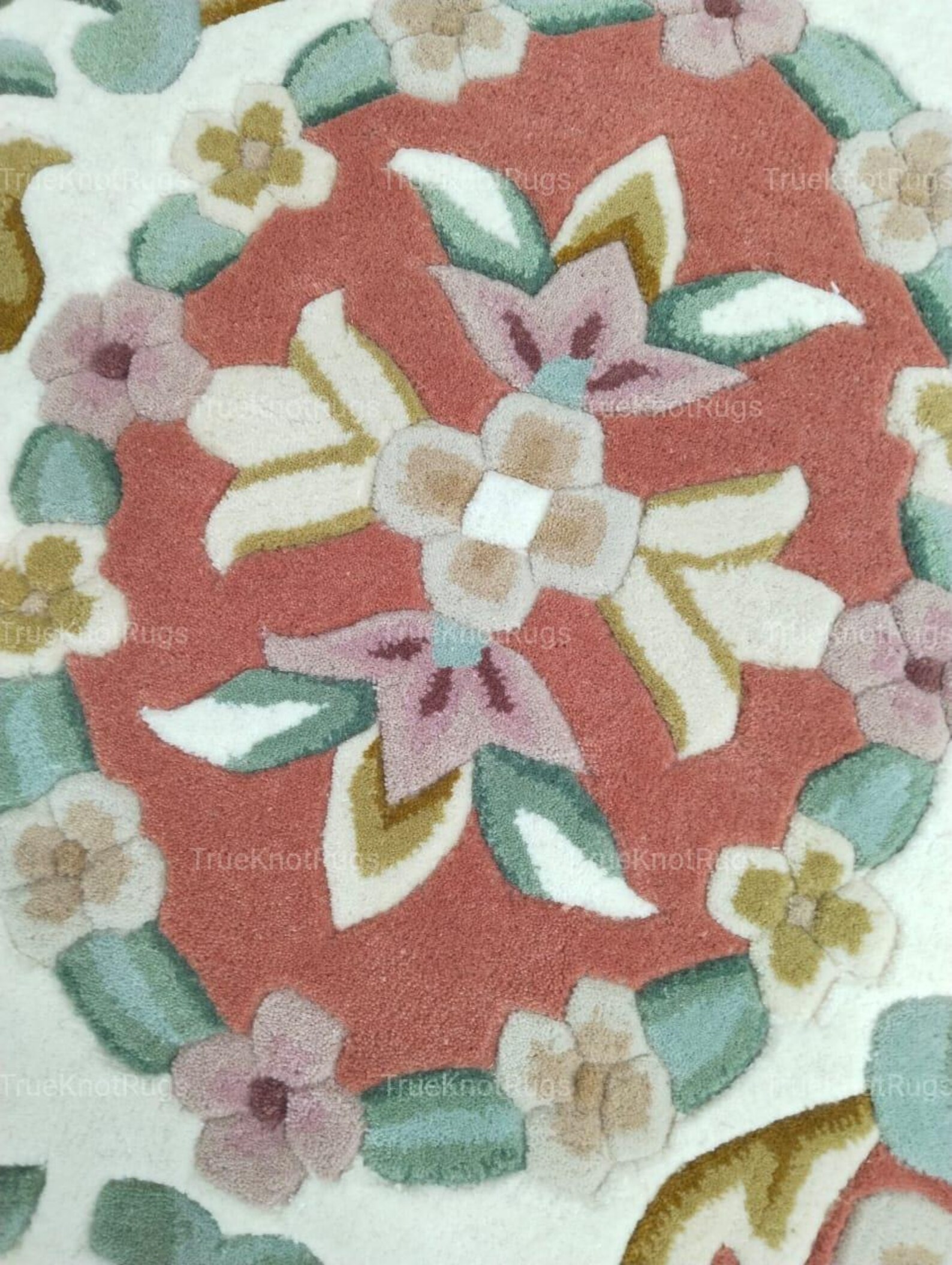 Hand Tufted Abushan Wool Rug, Floral Oriental Area Rug, Traditional ...