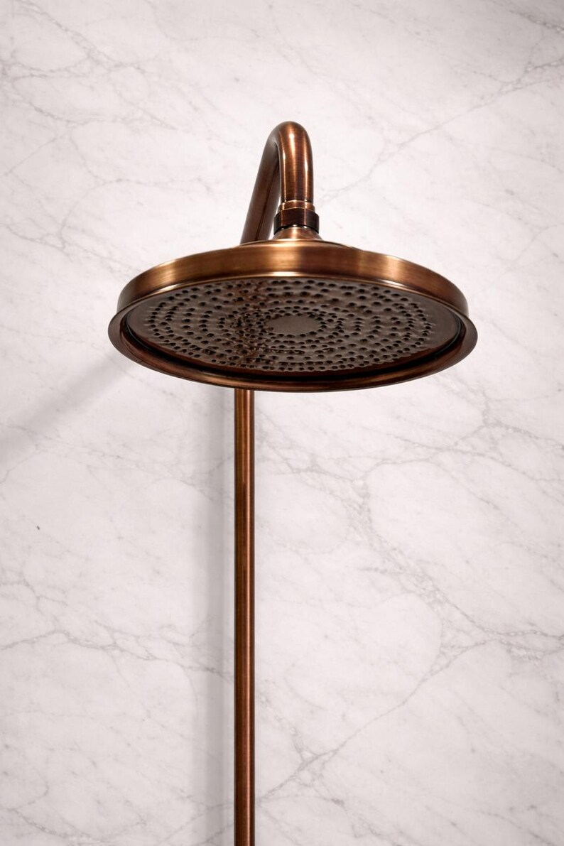 Vintage Copper Wall Mount Shower System, Antique Rainfall Shower Head ...