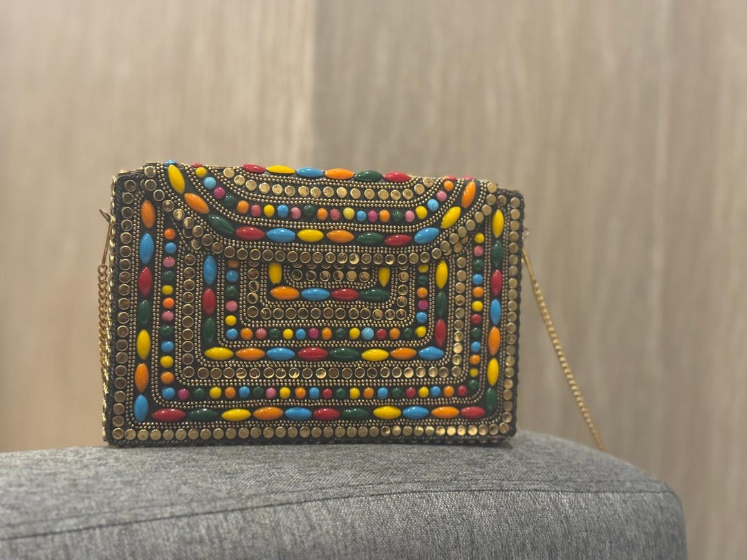 Handmade Colorful Ethnic Clutch Bag | Bridal Wedding Purse | Indian ...
