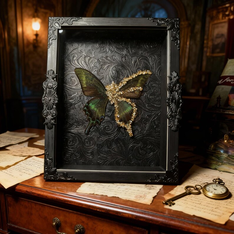 Gilded Butterfly Art, Gold Leaf Butterfly Frame, Framed Insect Wall ...