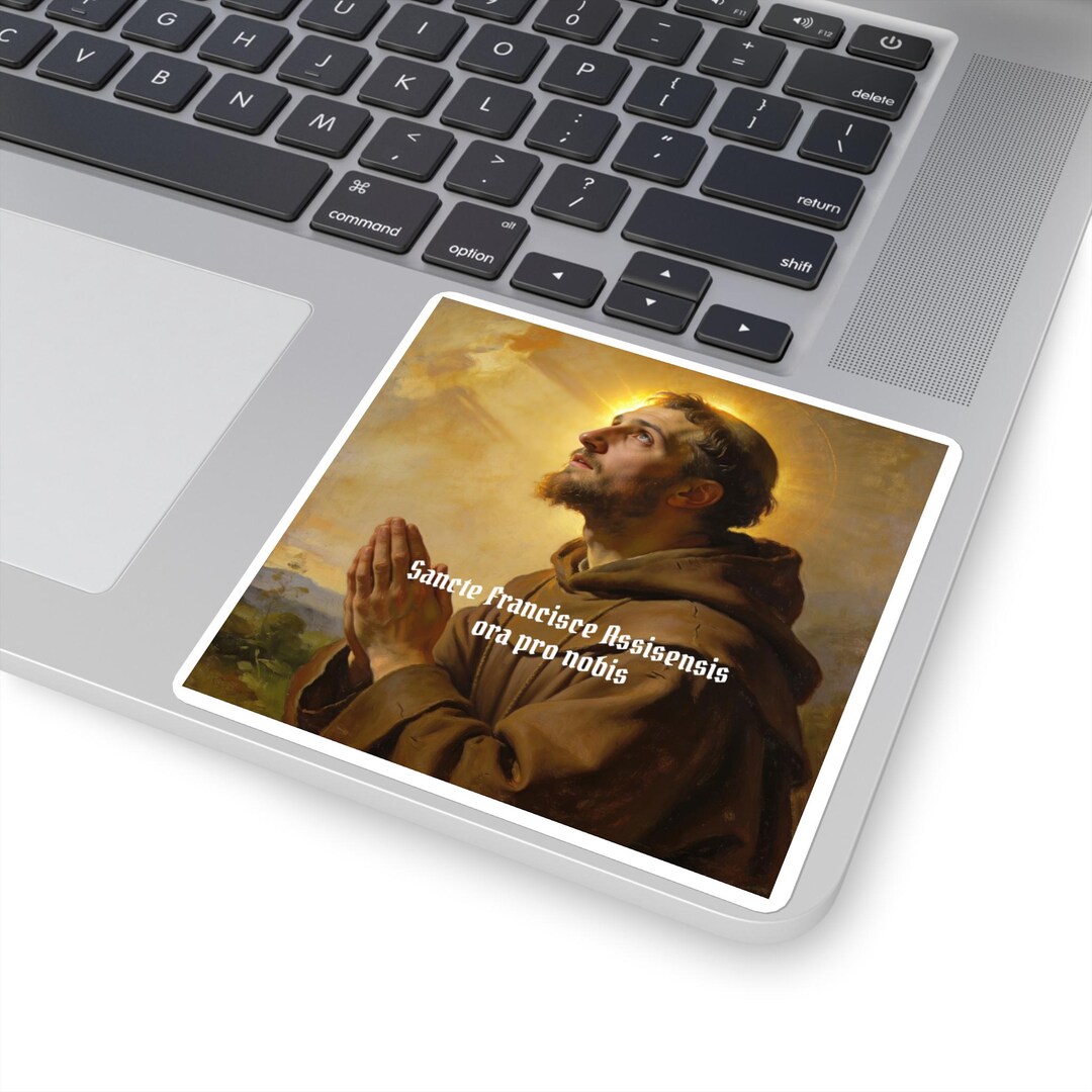 St. Francis of Assisi Catholic Christian Peaceful Saint Square Stickers ...