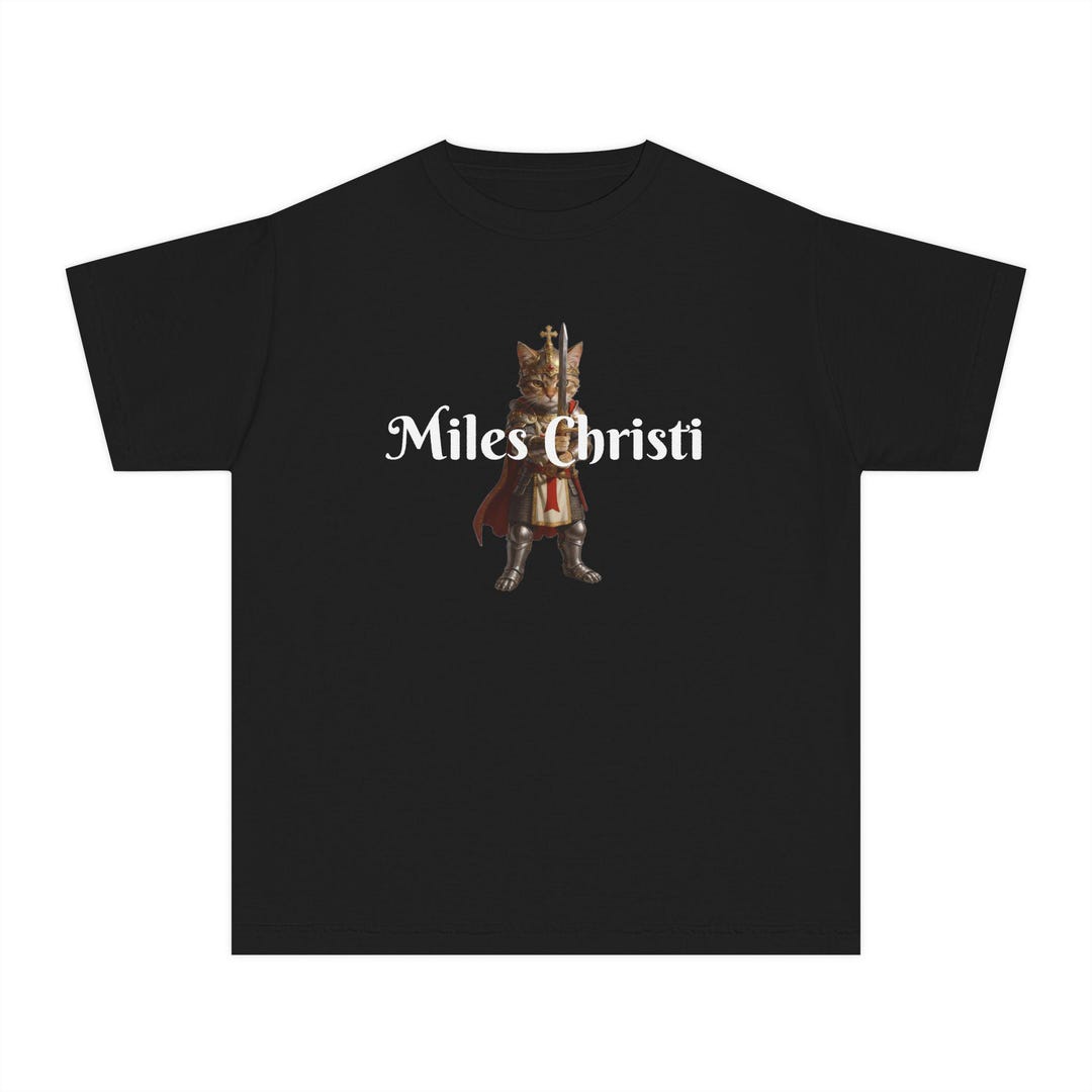 Medieval Knight Cat Crusades Youth Tee | Miles Christi Catholic ...