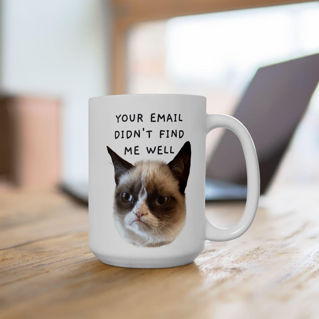 Grumpy Cat Face Workplace Office Mug | Funny Cat Quote Your Email Didnt ...