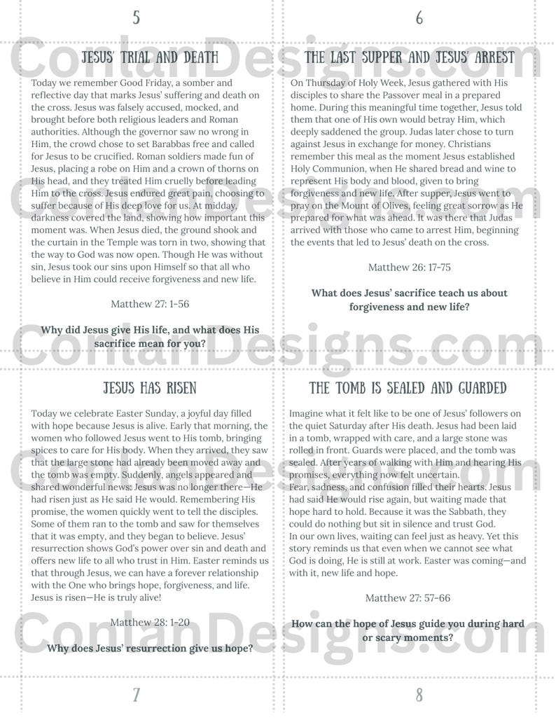 Holy Week Easter Countdown Printable | Palm Sunday to Easter Devotional ...