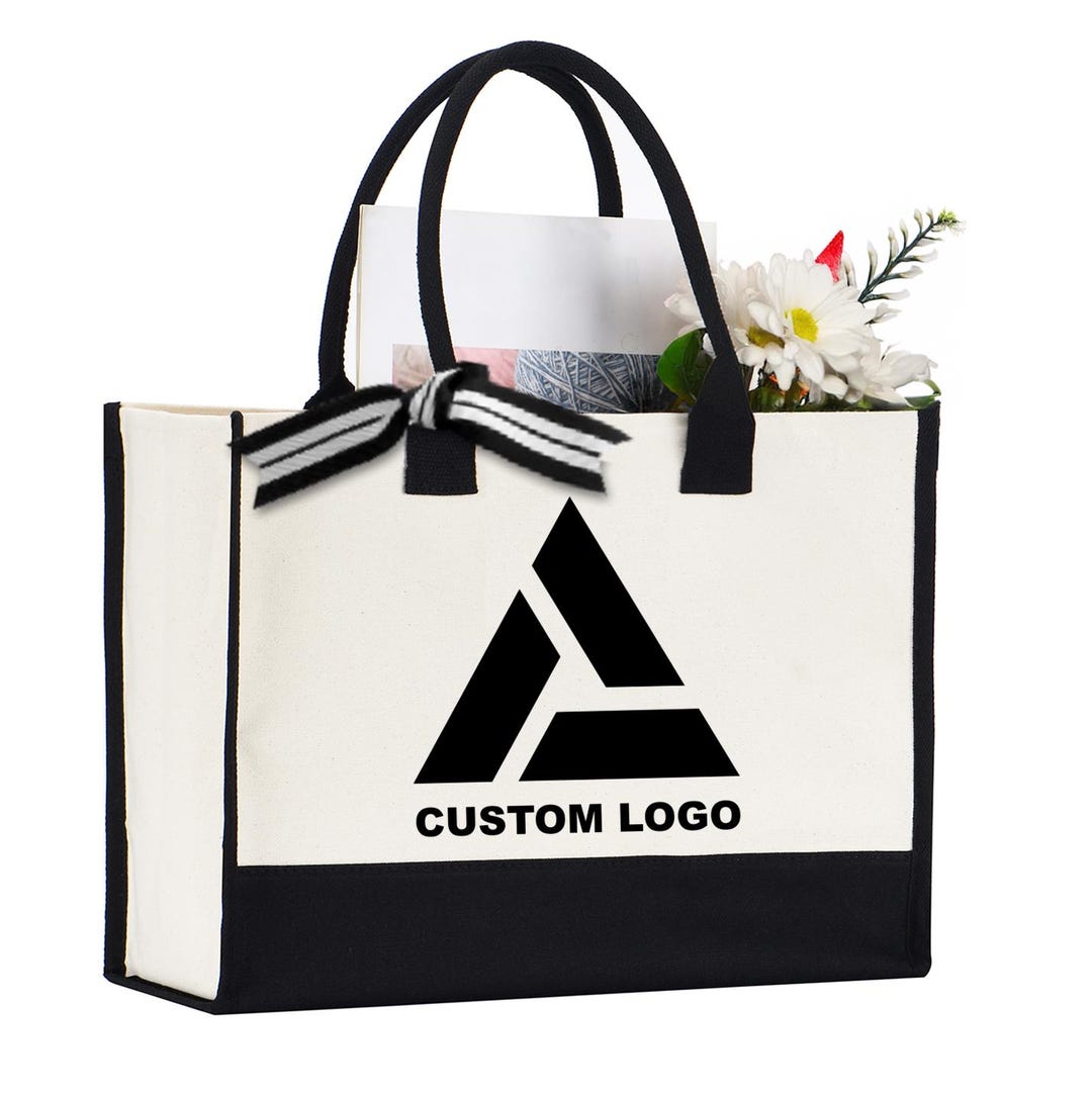 Custom Logo Tote Bag, Personalized Photo Text Bag - Etsy