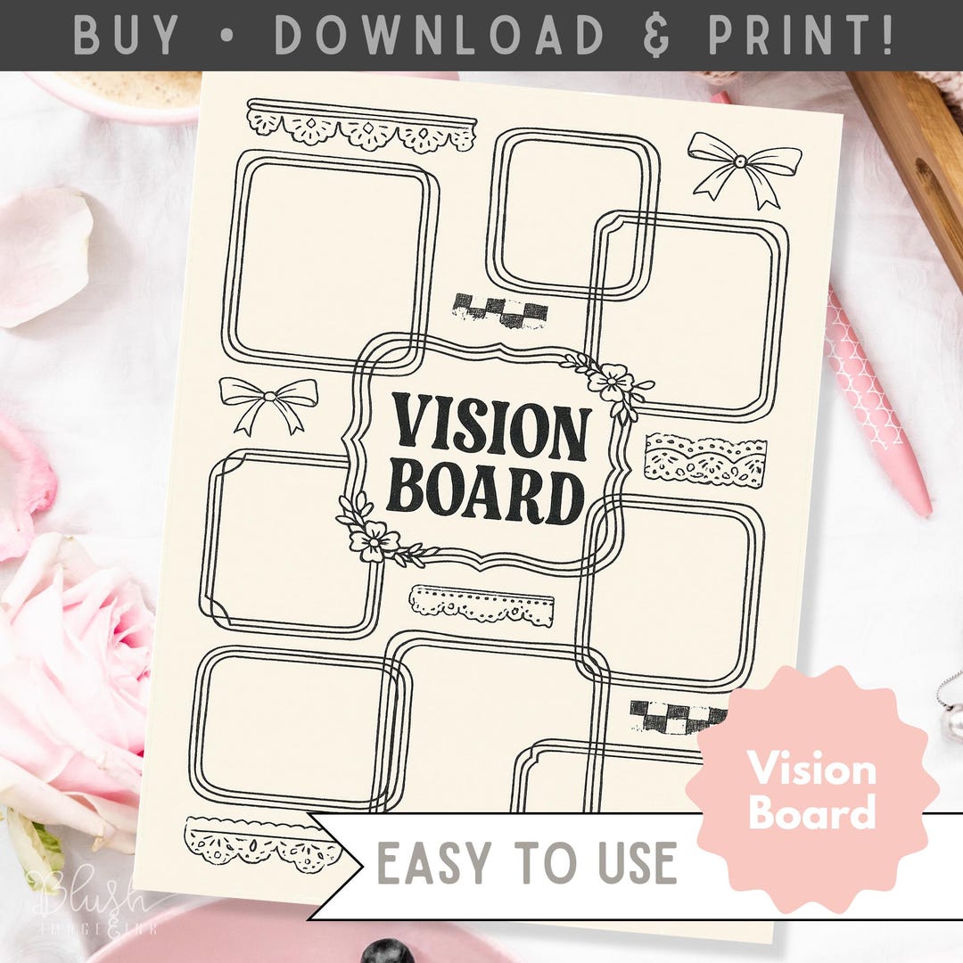 Junk Journal Vision Board PNG Scrapbook Style Goal Template Goal ...