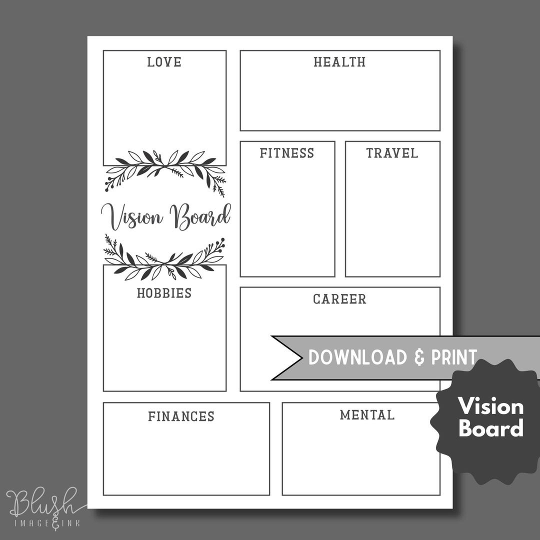 Modern Vision Board Printable Vision Board Worksheet Printable Goal ...