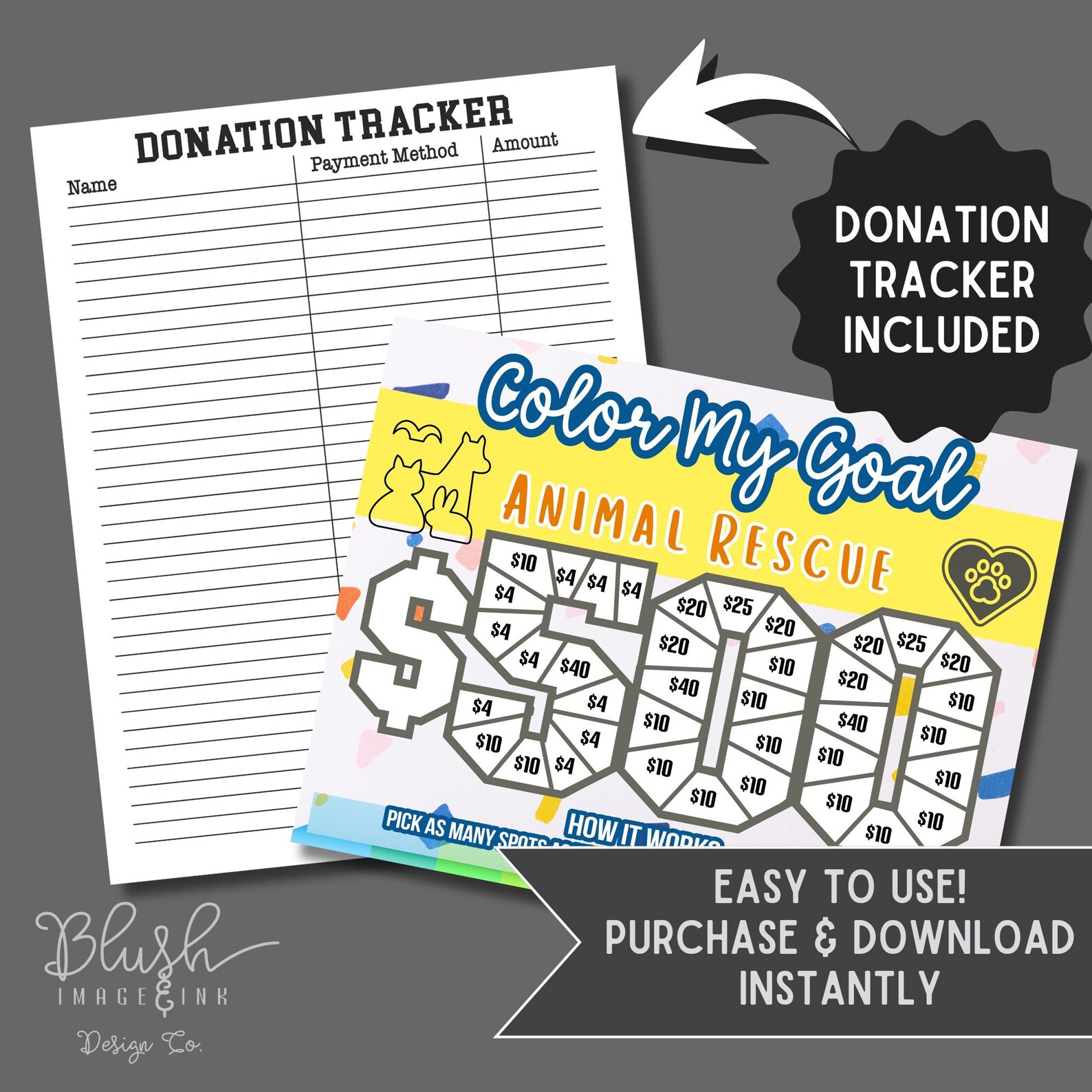 Animal Rescue Donation Chart Shelter Fundraiser Printable Pet ...