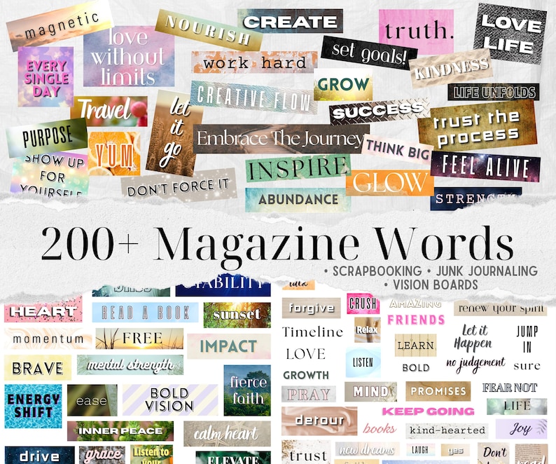 2026 Vision Board Kit Printable 200+ Magazine Cut-Out Words for ...